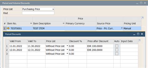 solved not able to update period and volume discounts usi sap