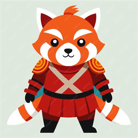 Red Panda Warrior Isolated Vector Illustration Premium Ai Generated