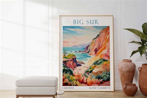 Big Sur Travel Poster Big Sur Print California Art Print Big Sur T