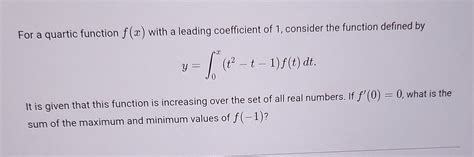 Solved For A Quartic Function F X ﻿with A Leading