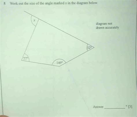 Solved 5 Work Out The Size Of The Angle Marked X In The Diagram Below