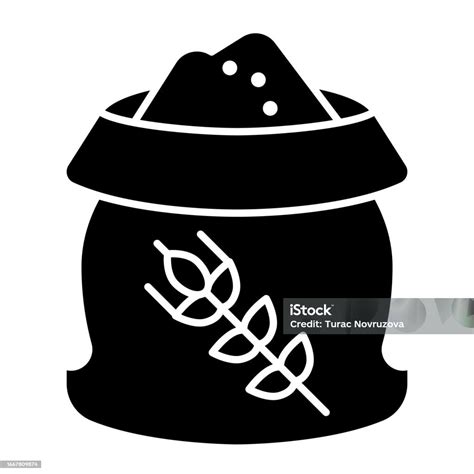 穀物袋の実線のアイコン白い背景に小麦粉の袋のシンボルグリフスタイルの絵文字農業または農業サインモバイルコンセプトウェブデザインベクター画像