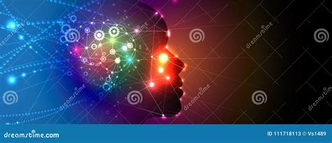 Artificial Intelligence Woman With Hair Like Neuron Net Technology Web