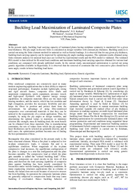 Pdf Buckling Load Maximization Of Laminated Composite Plates