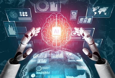 Premium Photo Futuristic Robot Artificial Intelligence Concept