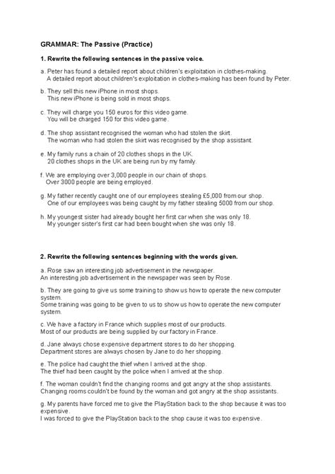 Grammar The Passive Practice Grammar The Passive Practice 1