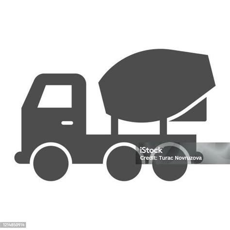 콘크리트 믹서 트럭 솔리드 아이콘입니다 무거운 기계 시멘트 블렌더 차량 기호 흰색 배경에 글리프 스타일의 그림 모바일 개념 웹 디자인에 대한 전송 기호 벡터 그래픽 건설