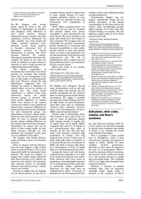 Pdf Salicylates Nitric Oxide Malaria And Reyes Syndrome