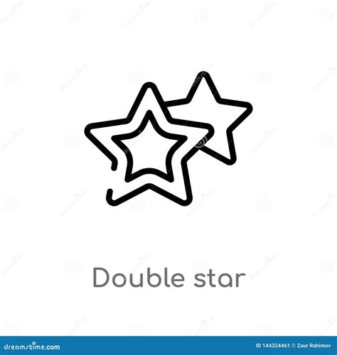 Outline Double Star Vector Icon Isolated Black Simple Line Element Illustration From Astronomy