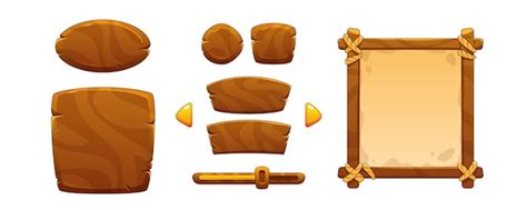 Free Vector Wooden Game Ui Design Elements