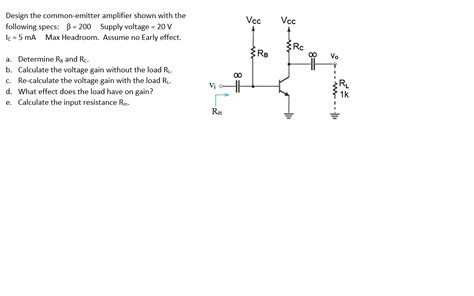 Solved Design The Common Emitter Amplifier Shown With The Chegg Com