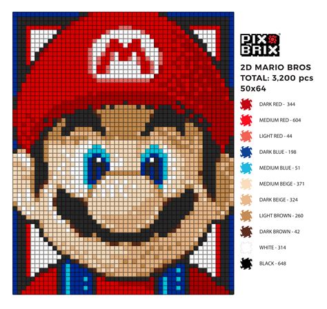 Mario Bros Pixel Art Pix Brix Instructions Kreuzstich Basteln