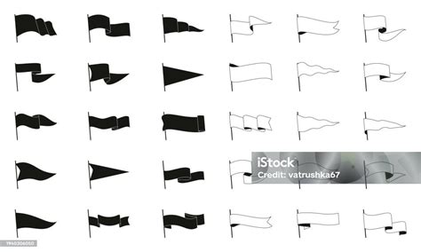 복고풍 블랙 페넌트 깃발 나이트 헤럴드 삼각형 물결 모양의 페넌트와 깃발을 캠핑 황야 및 여행 지도 장식으로 표시합니다 벡터
