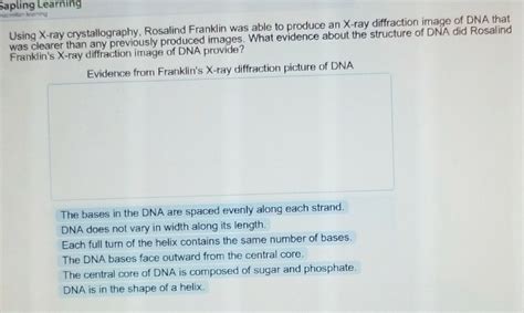 Solved Using X Ray Crystallography Rosalind Franklin Was