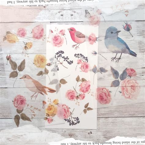 Kit 3 Cartelas Adesivos de Papel Washi Pássaros Vintage