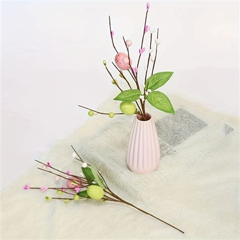 2pcs Artificial Easter Stems Colorful Easter Berry Picks Berry Stems