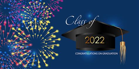 졸업축하드립니다 2022년 클래스 졸업 모자와 색종이와 풍선 축하 배너 교육아카데미 학습학교 2022년에 대한 스톡 벡터 아트