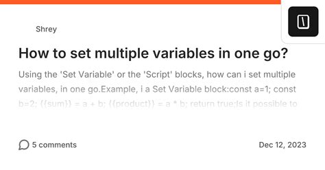 How To Set Multiple Variables In One Go