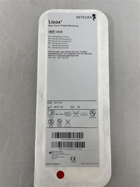 New Integra C8b Licox Brain Tissue Oxygen Monitoring Tempeture Probe