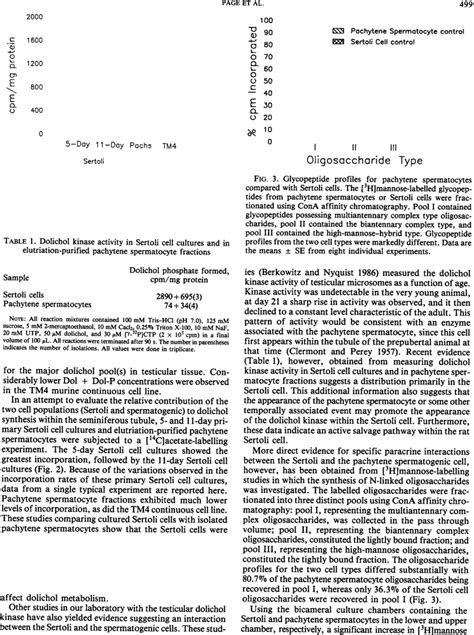 Glycopeptide Profiles For Pachytene Spermatocytes Compared With Sertoli
