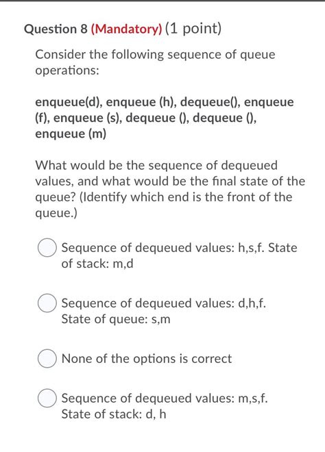 Solved Question 1 Mandatory 1 Point Given An Array Based Chegg