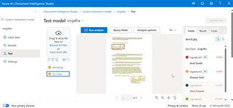 multiple signature fields in azure document intelligence leading to