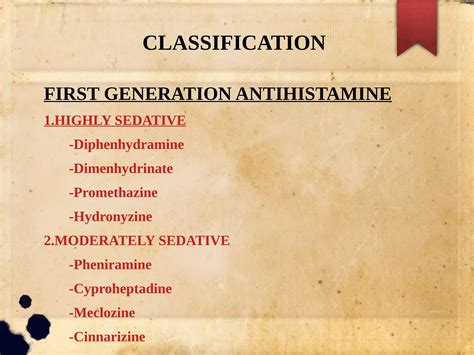 anti histamine first generation second generation antagonism of
