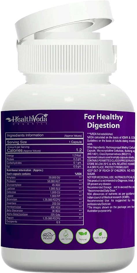 Buy Health Veda Organics Digestive Enzyme Capsules 60 Veg Capsules