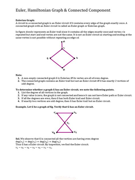 Euler Hamiltonian And Connected Component Pdf Theoretical Computer