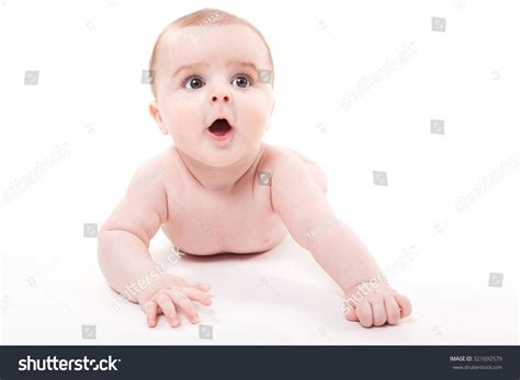 Naked Smiling Baby Lying On His Foto Stock Shutterstock