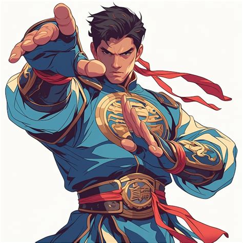 Premium Vector Chinese Man In Traditional Kung Fu Masters Outfit