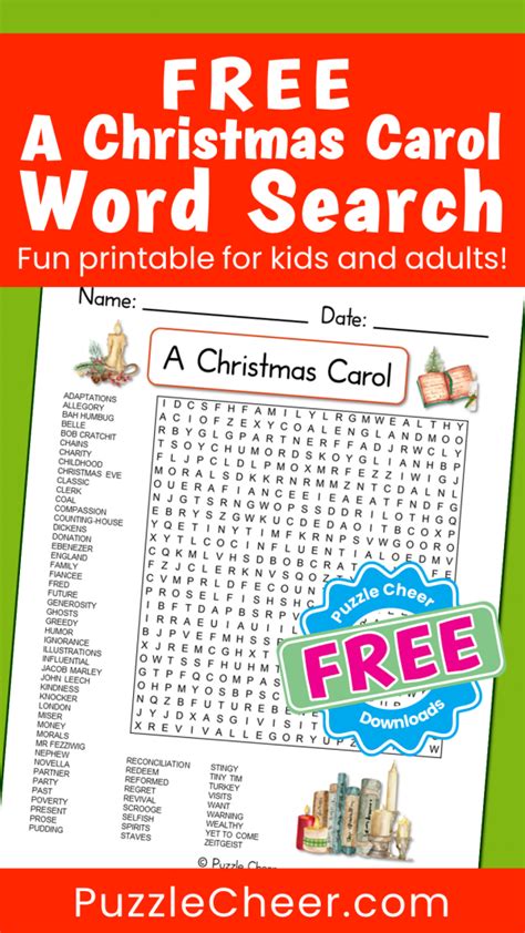 A Christmas Carol Word Search Puzzle Cheer