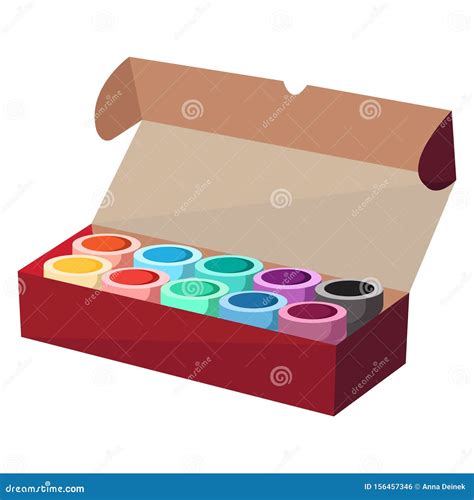 Red Box With Paints For Painting Stock Vector Illustration Of Artist Pink