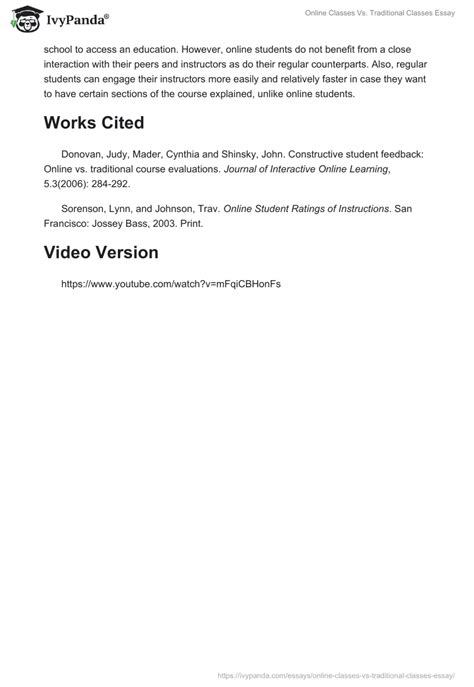 Online Classes Vs Traditional Classes Compare And Contrast Essay