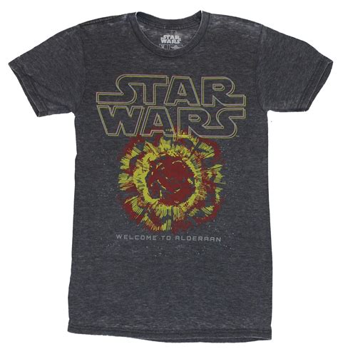 Star Wars Mens T Shirt Welcome To Alderaan Exploding Planet Image