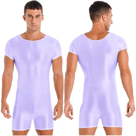 Herren Einfarbig K Rper Shapers Gl Nzend Dessous Body Kurzarm Rundhals