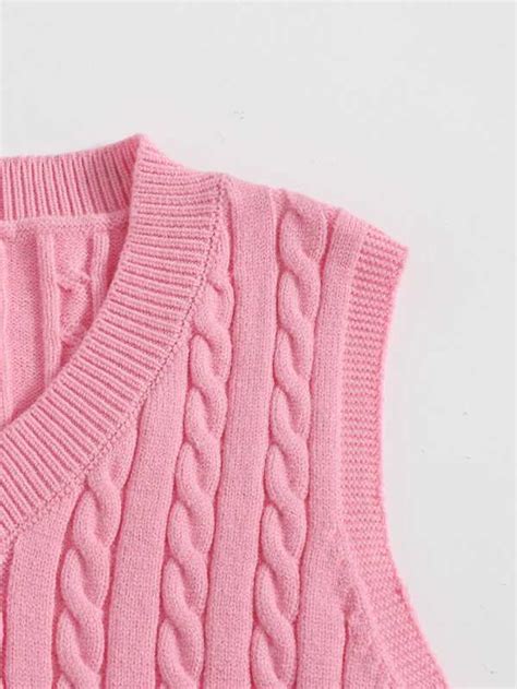 Shein Ezwear Solid Cable Knit Top Shein Usa