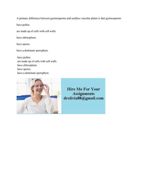 A Primary Difference Between Gymnosperms And Seedless Vascular Plants Pdf