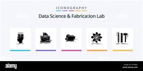 Data Science And Fabrication Lab Glyph 5 Icon Pack Including Information Analysis List