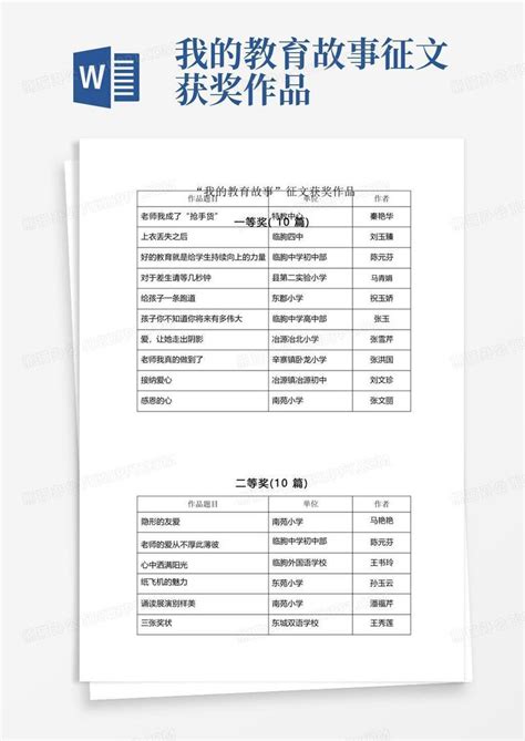 我的教育故事征文获奖作品word模板下载编号lmzpjerp熊猫办公