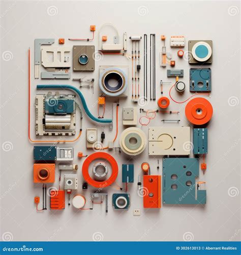 A Collection Of Different Types Of Objects Arranged On A White Surface Stock Illustration