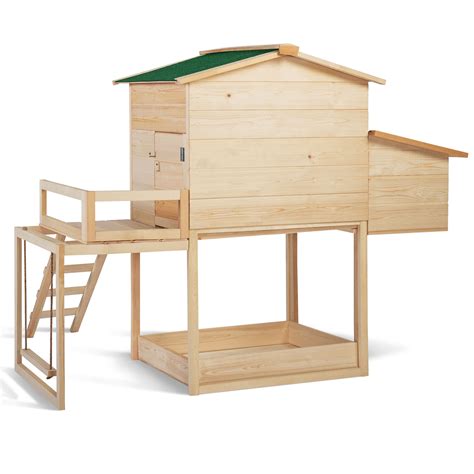 Poulailler EXCLUSIVE Avec Pondoir En Bois Et Aire De Jeux