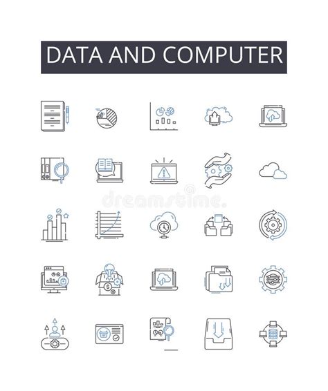 Data And Computer Line Icons Collection Information Technology