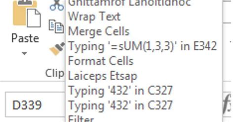 Excel Undo Backwards Text Imgur