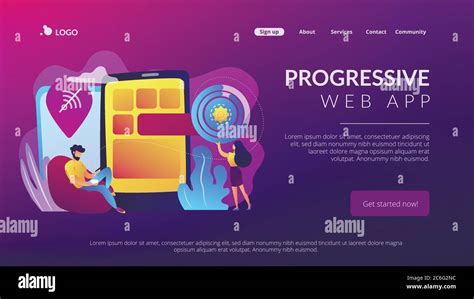 Progressive Web App Concept Landing Page Stock Vector Image And Art Alamy