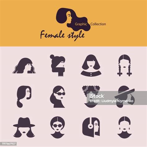 세련된 이발과 다양한 여성의 평면 아이콘 컬렉션입니다 현대 디자인 벡터 일러스트 아바타 세트 개념에 대한 스톡 벡터 아트 및
