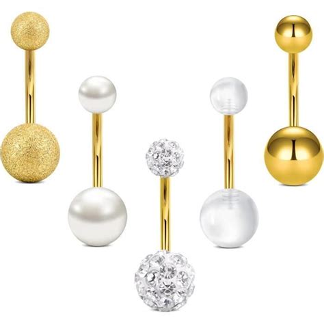 Crdifu Piercing De Nombril 12mm En Acier Chirurgical 14G Anneaux De