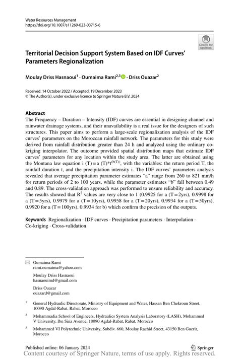 Territorial Decision Support System Based On Idf Curves Parameters
