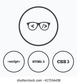 Programmer Coder Glasses Icon Html Markup Stock Vector Royalty Free Shutterstock