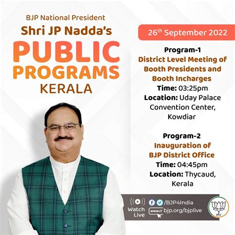 Bjp National President Shri Jp Nadda S Public Programs In Kerala